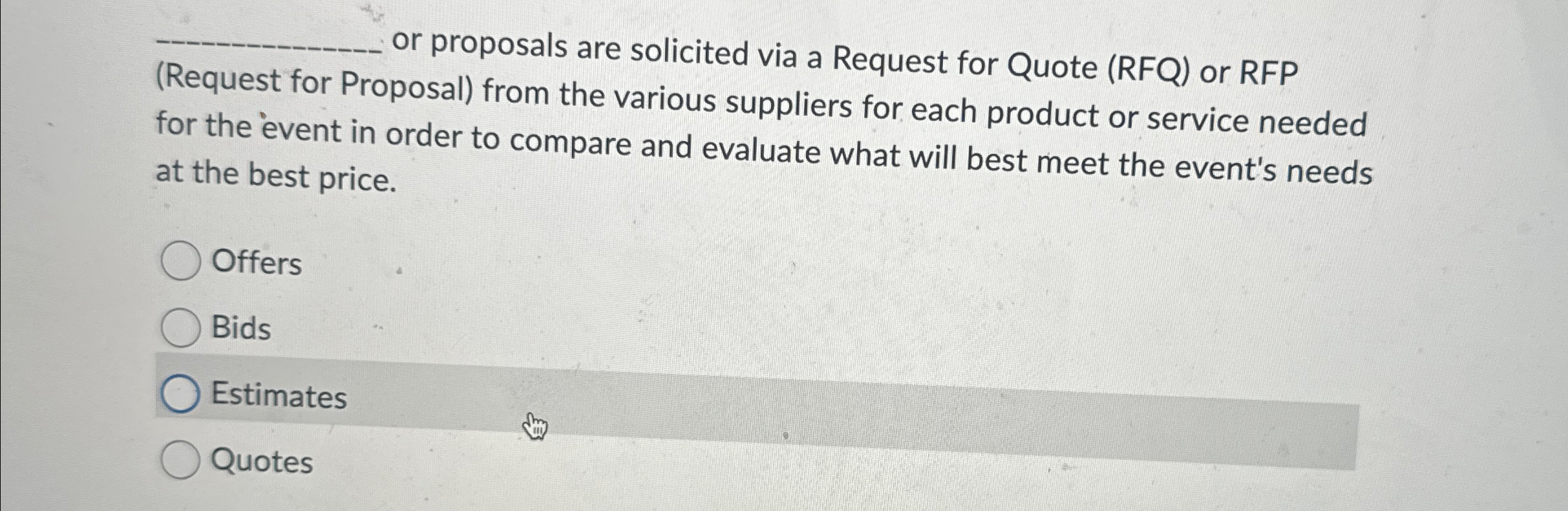 Solved q, ﻿or proposals are solicited via a Request for | Chegg.com