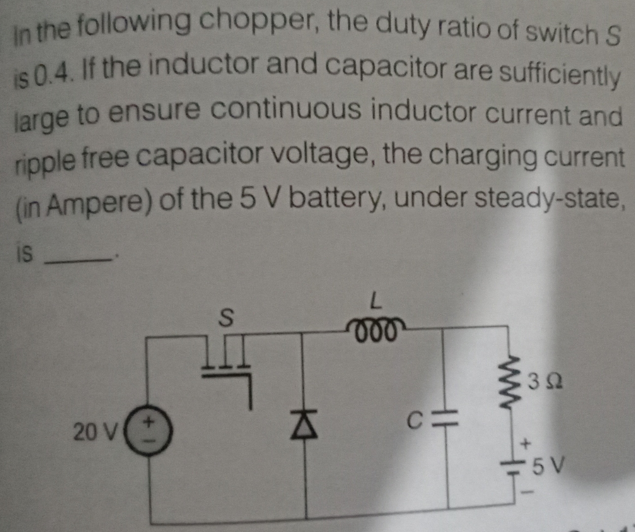 Solved In the following chopper, the duty ratio of switch S | Chegg.com