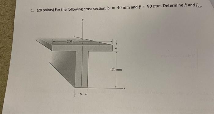 Solved 1. (20 points) For the following cross section, b =40 | Chegg.com