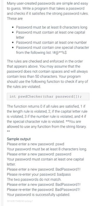 Solved Many user-created passwords are simple and easy to | Chegg.com