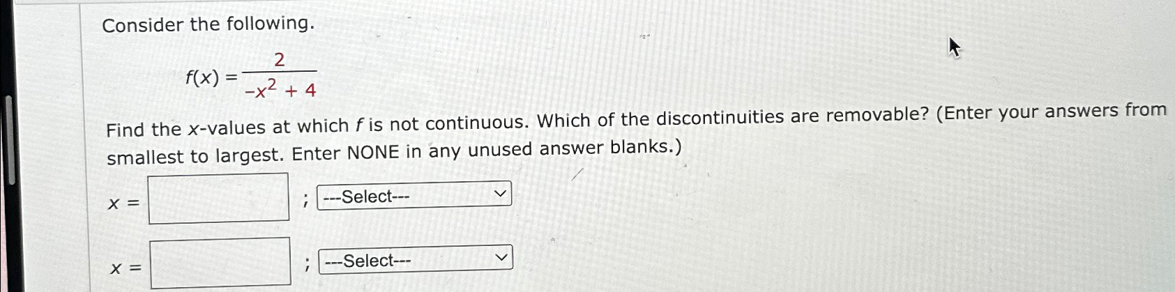 Solved Consider the following.f(x)=2-x2+4Find the x-values | Chegg.com