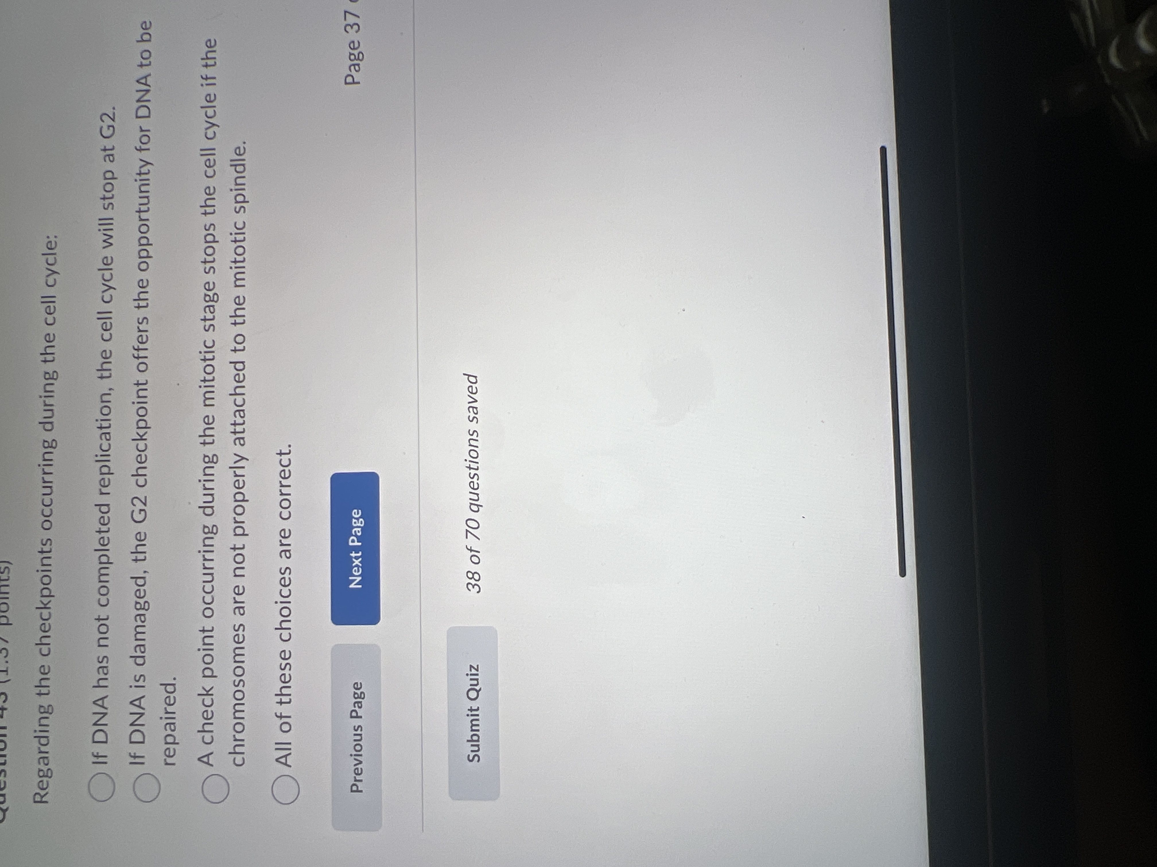Solved Regarding the checkpoints occurring during the cell | Chegg.com