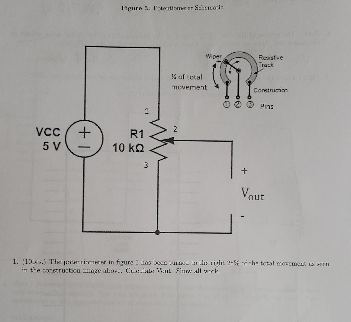 Solved Figure 3: Potentiometer Schematic Wiper Resistive | Chegg.com