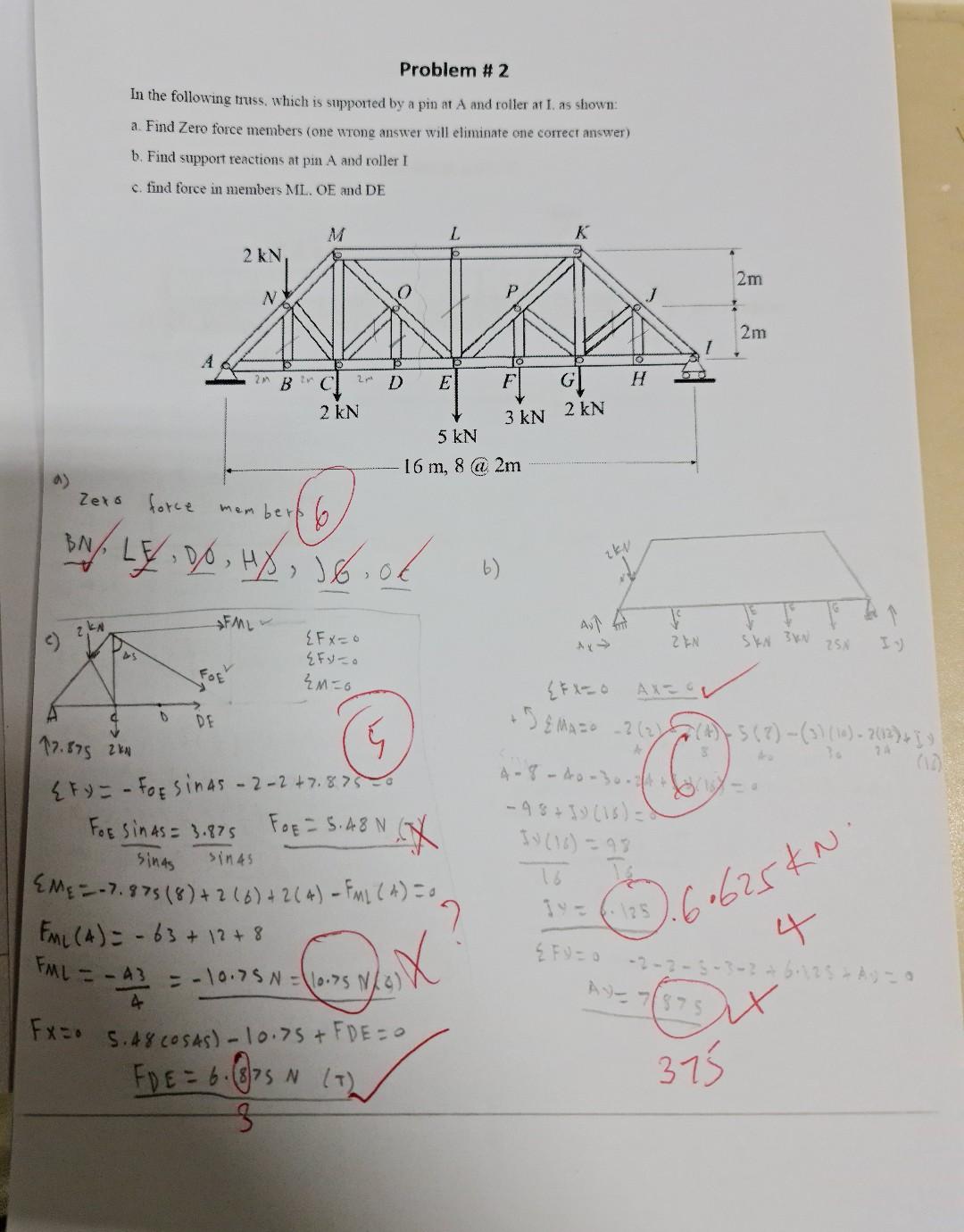 Solved Problem # 2 In the following truss, which is | Chegg.com
