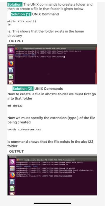 Solved Solution: The UNIX commands to create a folder and | Chegg.com