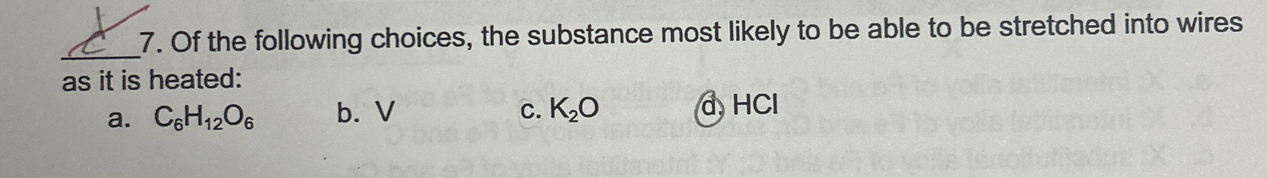 Solved Of the following choices, the substance most likely | Chegg.com
