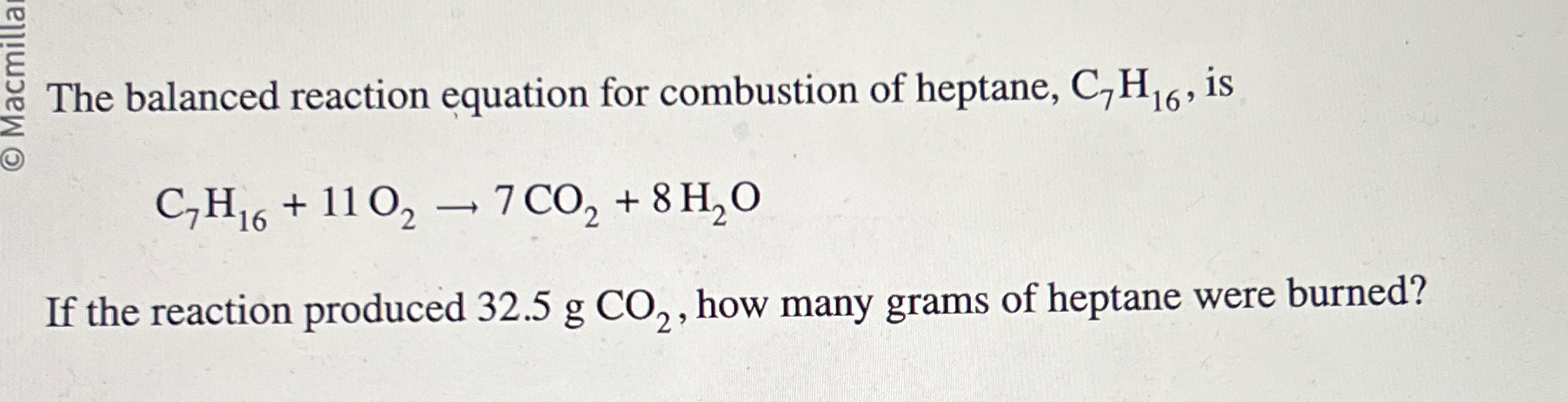 Solved The balanced reaction equation for combustion of | Chegg.com