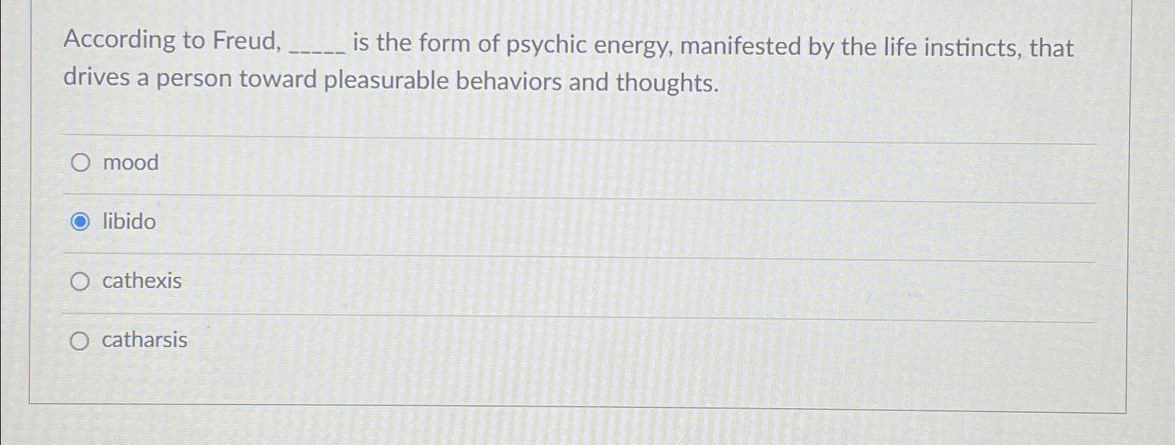 Solved According to Freud, is the form of psychic energy, | Chegg.com