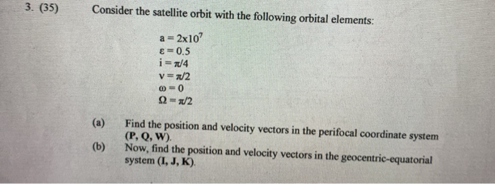 Solved Consider the satellite orbit with the following | Chegg.com