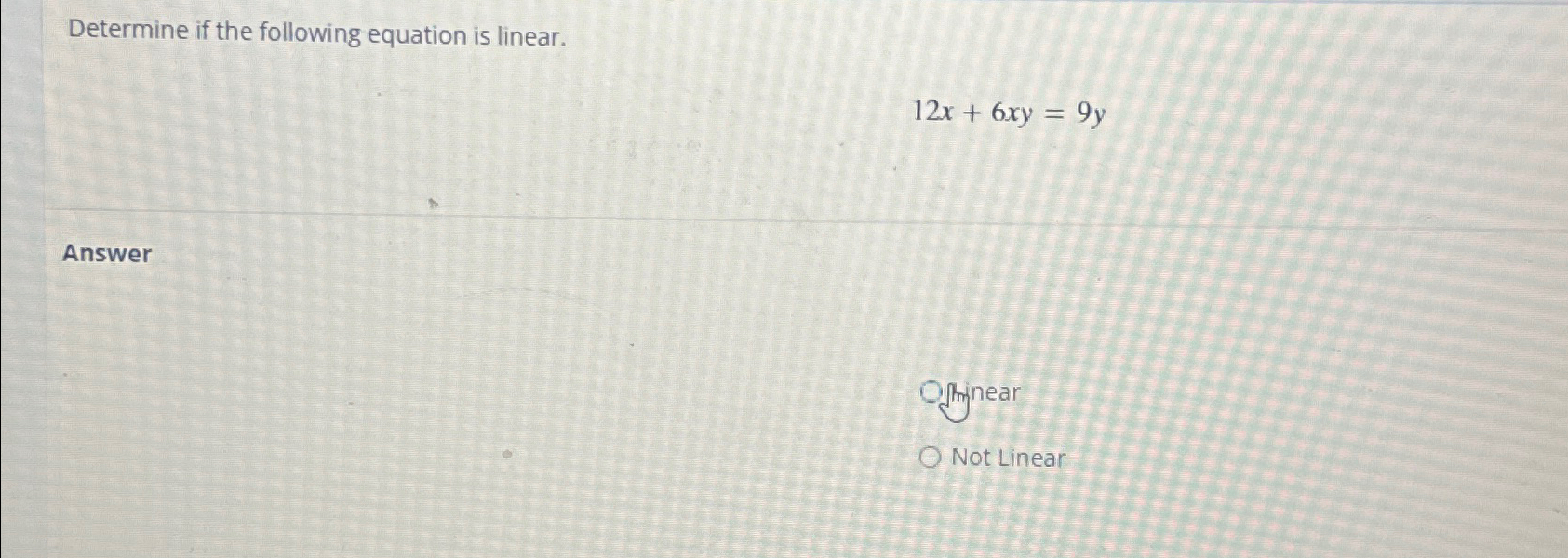 Solved Determine if the following equation is | Chegg.com