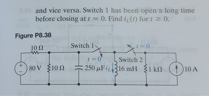 Solved h 8.38 Switches 1 and 2 in the circuit in Fig. P8.38 | Chegg.com