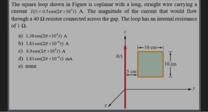 Solved The square loop shown in Figure is coplanar with a | Chegg.com