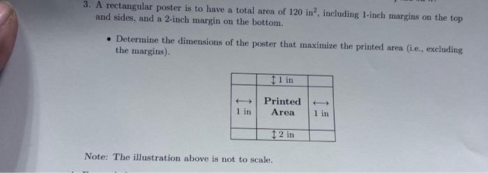 Solved 3. A rectangular poster is to have a total area of | Chegg.com