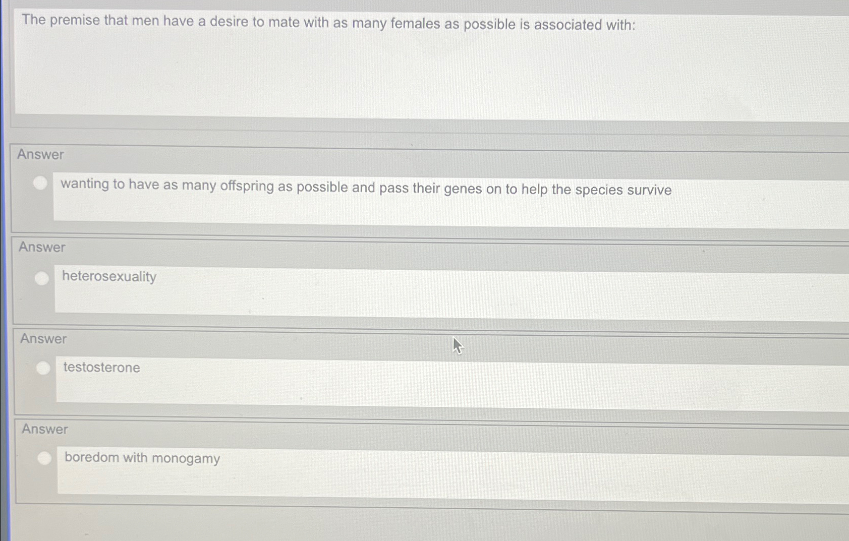 Solved The premise that men have a desire to mate with as | Chegg.com