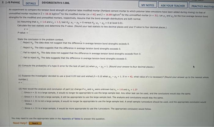 Solved in experiment to compore the tension bond strength of | Chegg.com