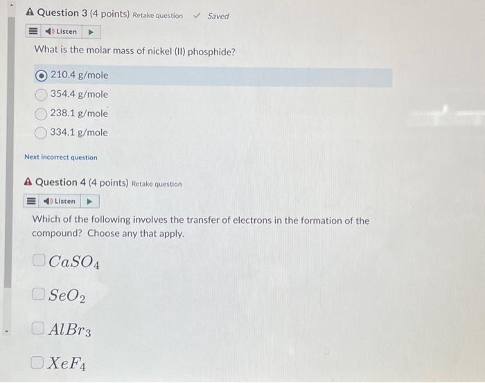 Solved What is the molar mass of nickel (II) phosphide? | Chegg.com