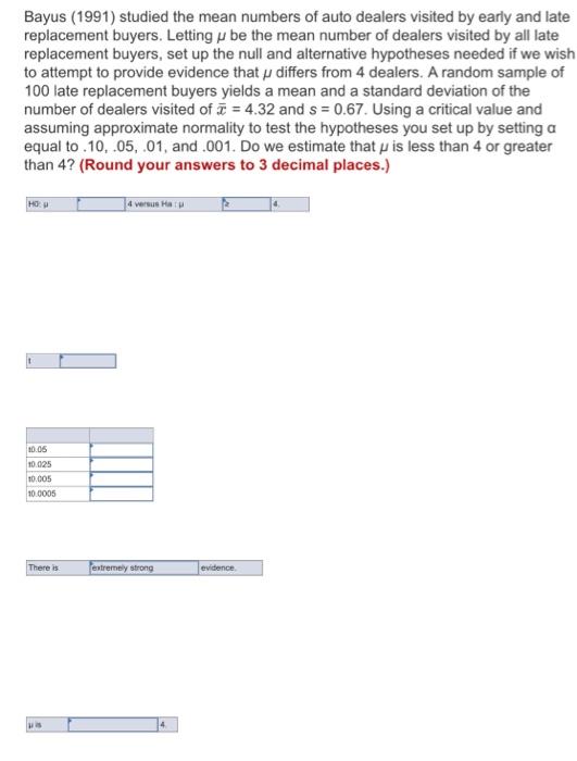 Solved Bayus (1991) studied the mean numbers of auto dealers | Chegg.com