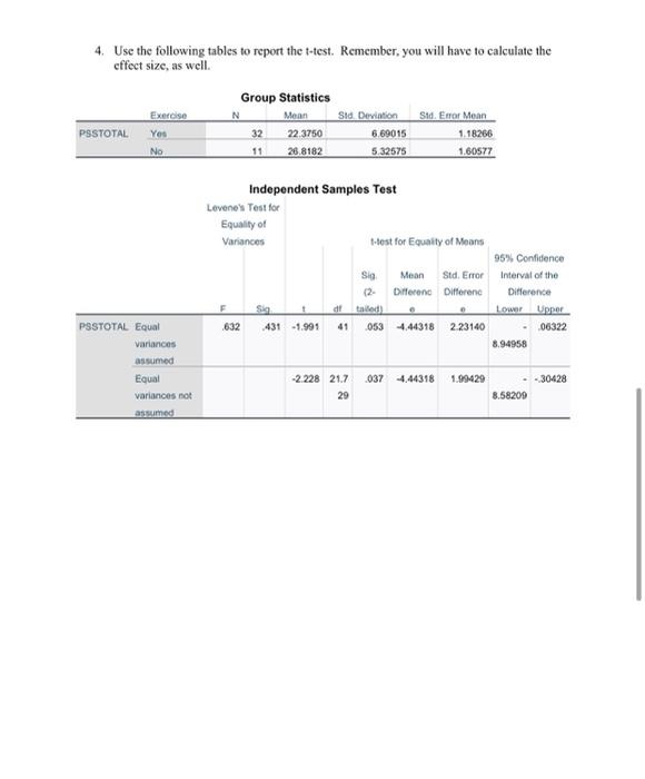 T Test Table Apa