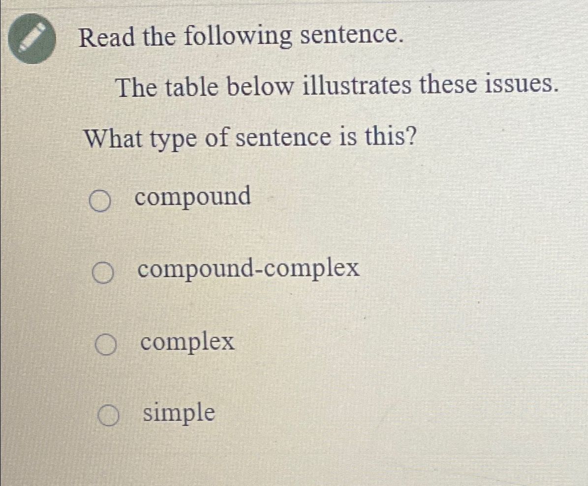 Solved Read the following sentence.The table below | Chegg.com