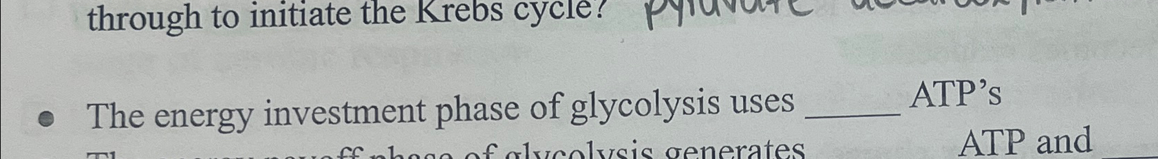 Solved The energy investment phase of glycolysis uses ATP's | Chegg.com