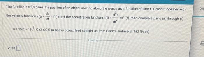 Solved The function s=f(t) gives the position of an object | Chegg.com