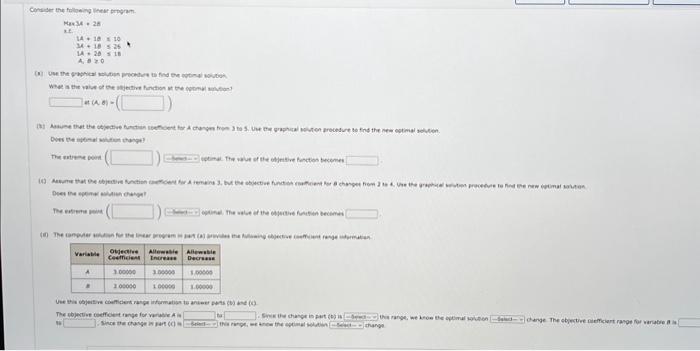 Solved Consider the following linear program. Max 3A + 28 | Chegg.com