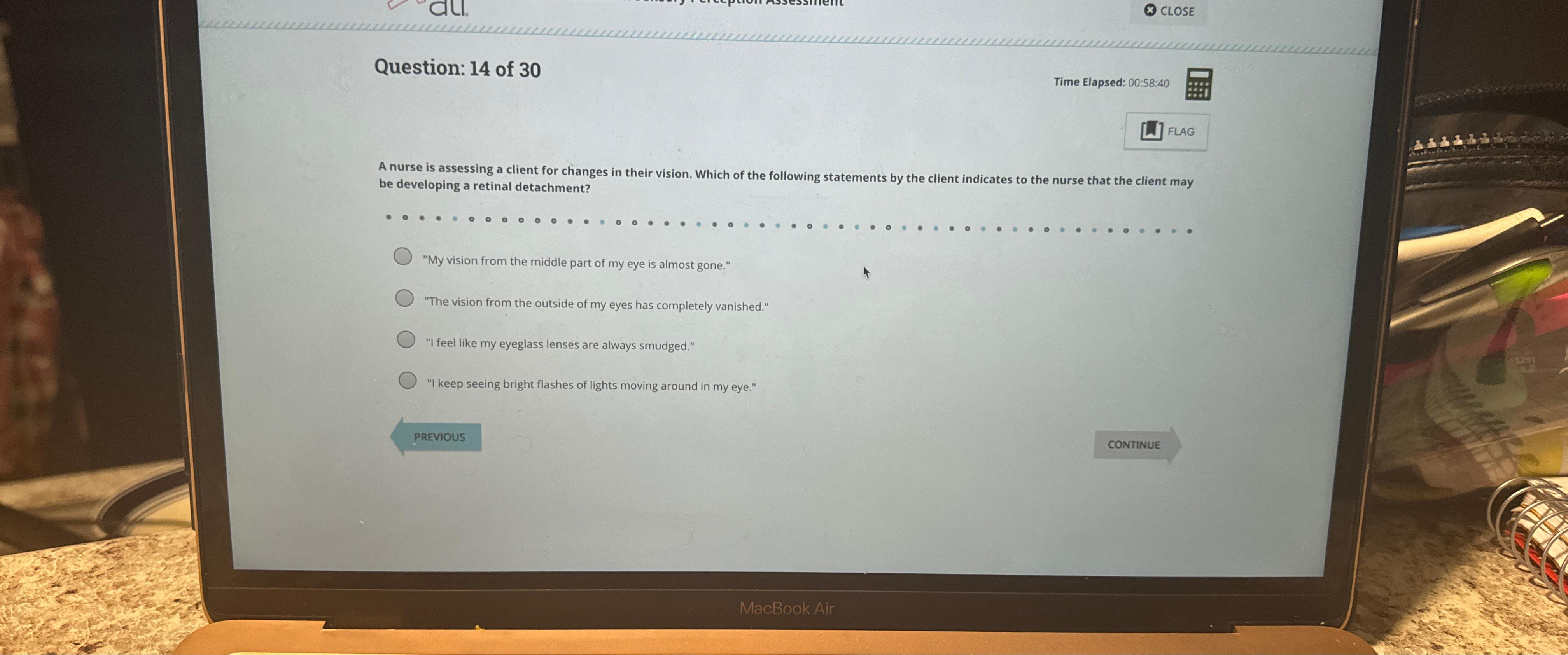 Solved Question: 14 ﻿of 30Time Elapsed: 00:58:40A nurse is | Chegg.com