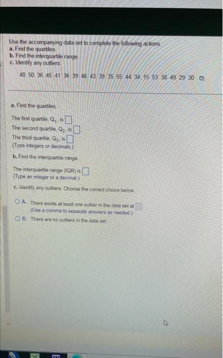 Solved Use the accompanying data set to complete the | Chegg.com