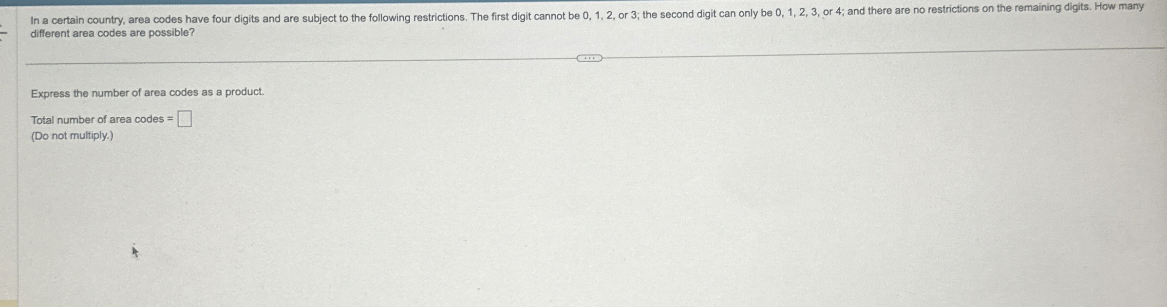Solved different area codes are possible?Express the number | Chegg.com