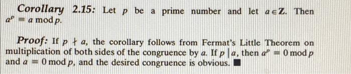 Solved 5. Review Wilson's Theorem, Fermat's Little Theorem, | Chegg.com