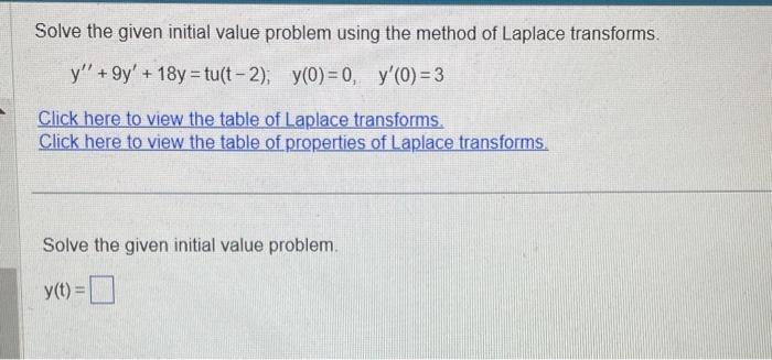 Solved Solve the given initial value problem using the | Chegg.com