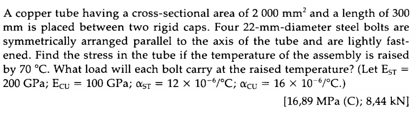 A copper tube having a cross-sectional area of | Chegg.com