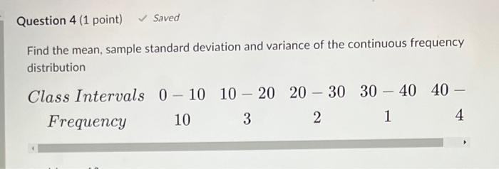 Solved Find the mean, sample standard deviation and variance | Chegg.com