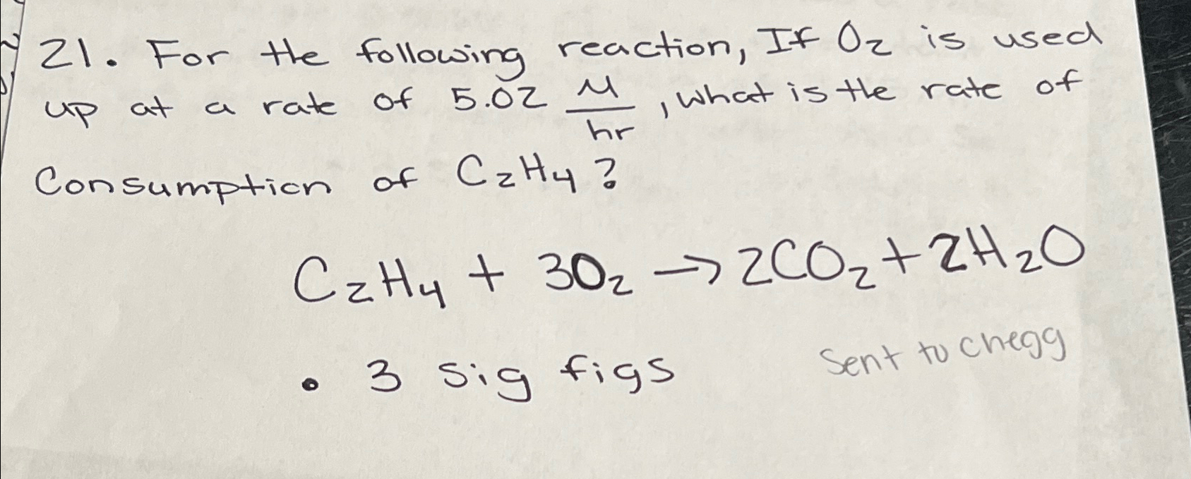 Solved For the following reaction, If O2 ﻿is used up at a | Chegg.com