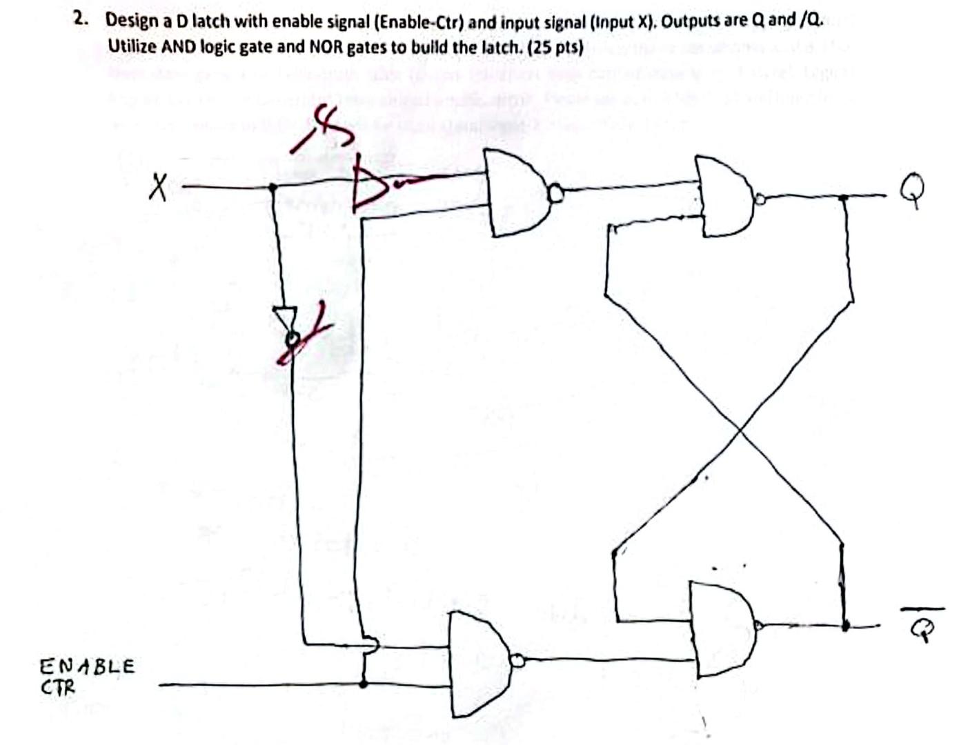 Solved 2. Design a D latch with enable signal (Enable-Ctr) | Chegg.com