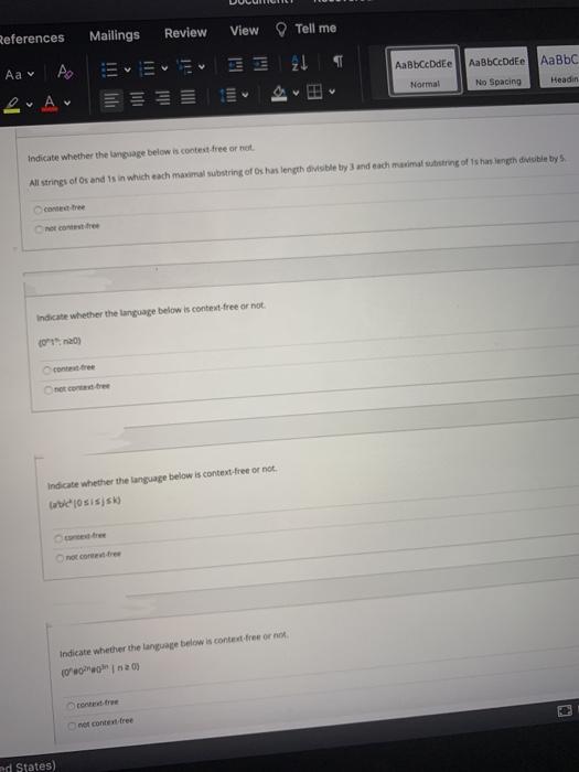 Solved Mailings Review References View Tell me 21 AaBBCcDdf. | Chegg.com