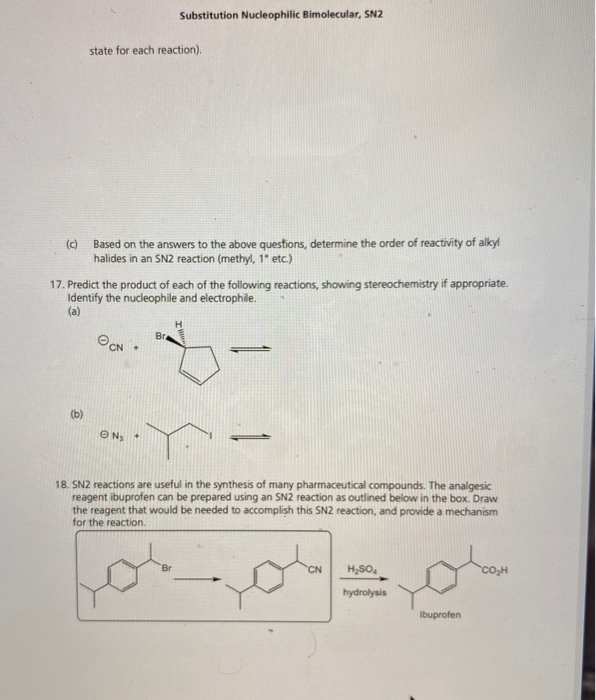 Solved Substitution Nucleophilic Bimolecular, SN2 state for | Chegg.com