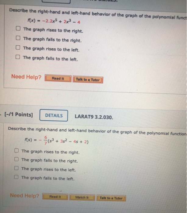 Solved Describe the right-hand and left-hand behavior of the | Chegg.com