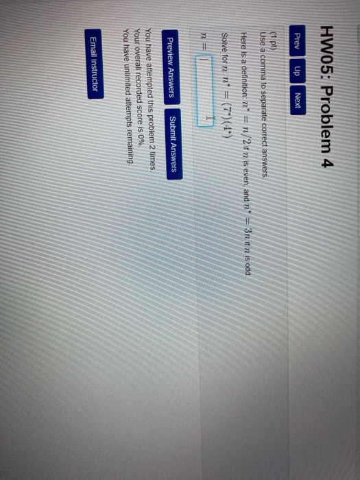 Solved HW05: Problem 4 Prev Up Next (1 pt) Use a comma to | Chegg.com