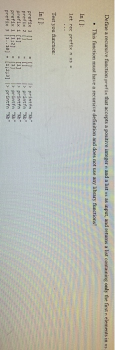 Solved Define a recursive function prefix that accepts a | Chegg.com