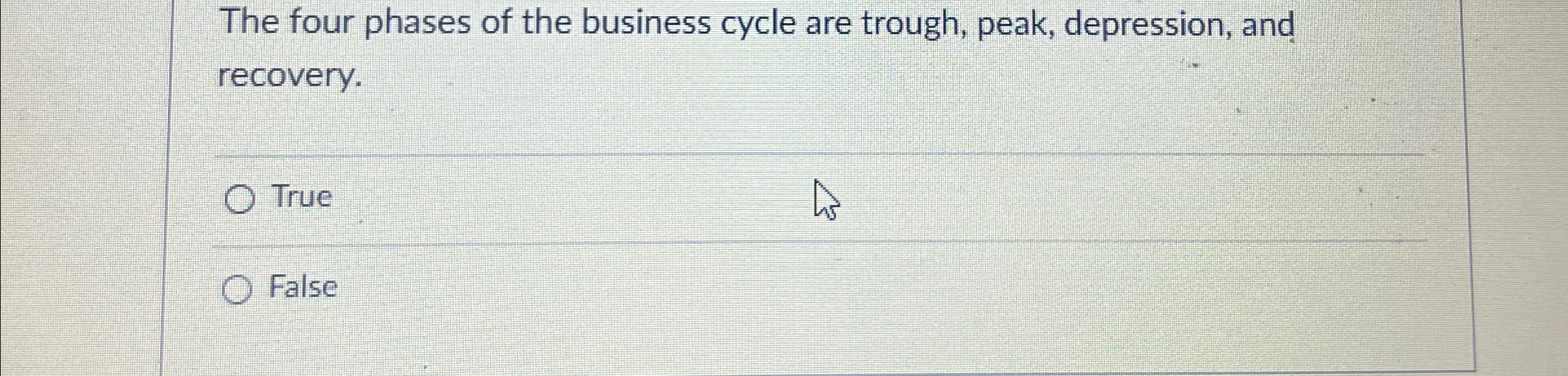 Solved The four phases of the business cycle are trough, | Chegg.com