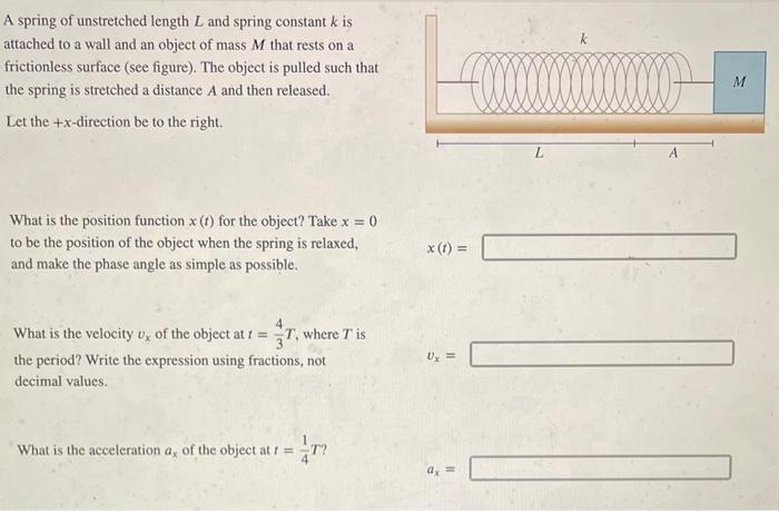 Solved A spring of unstretched length L and spring constant | Chegg.com