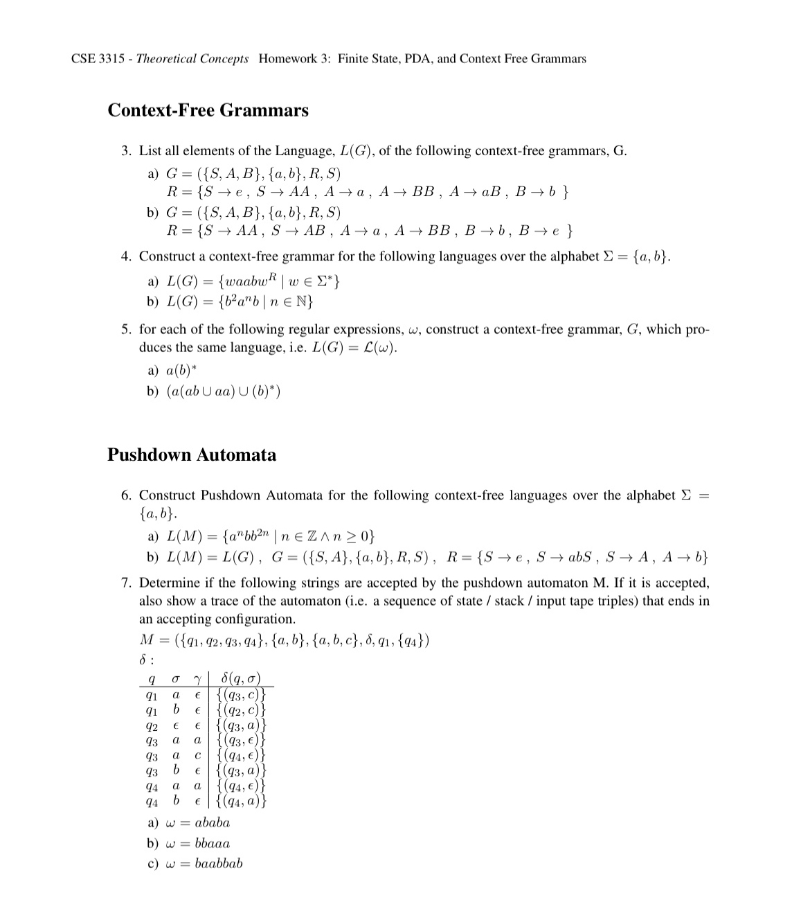 Solved Context-Free GrammarsList all elements of the | Chegg.com