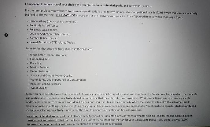 Solved Component 1: Submission of your choice of | Chegg.com