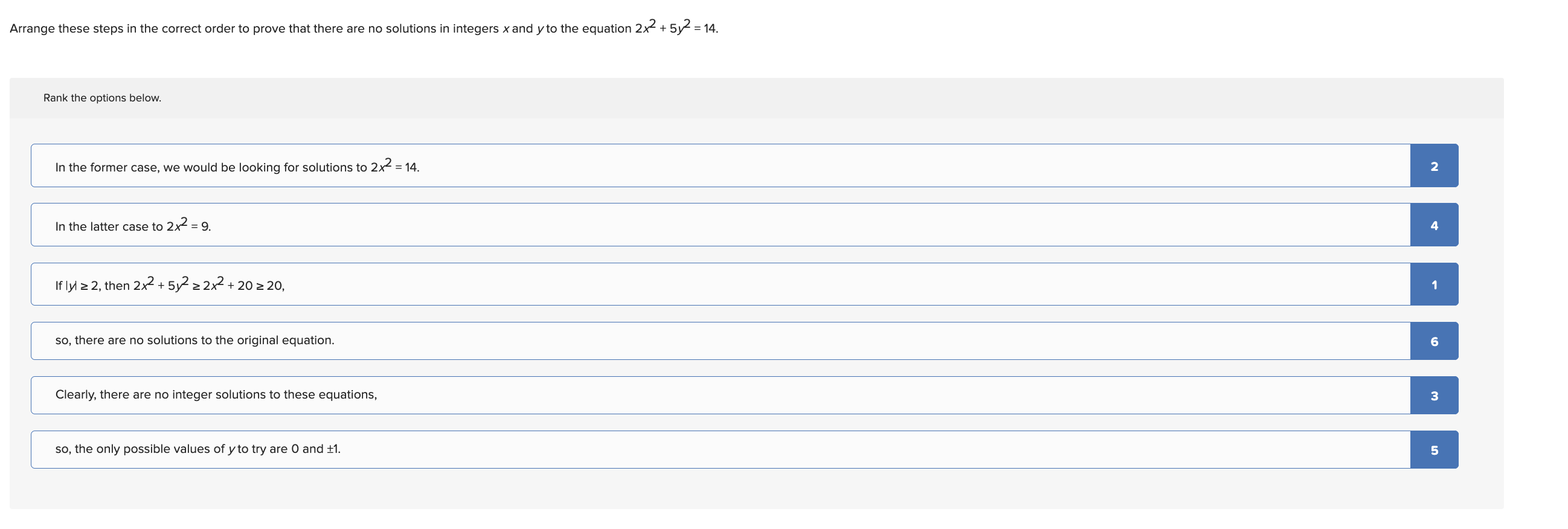 Solved Arrange these steps in the correct order to prove | Chegg.com