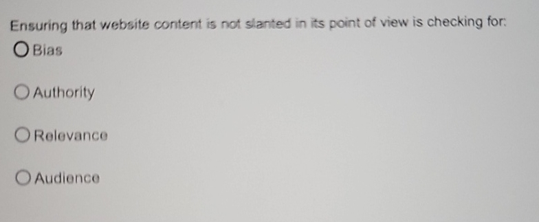 Solved Ensuring that website content is not slanted in its | Chegg.com