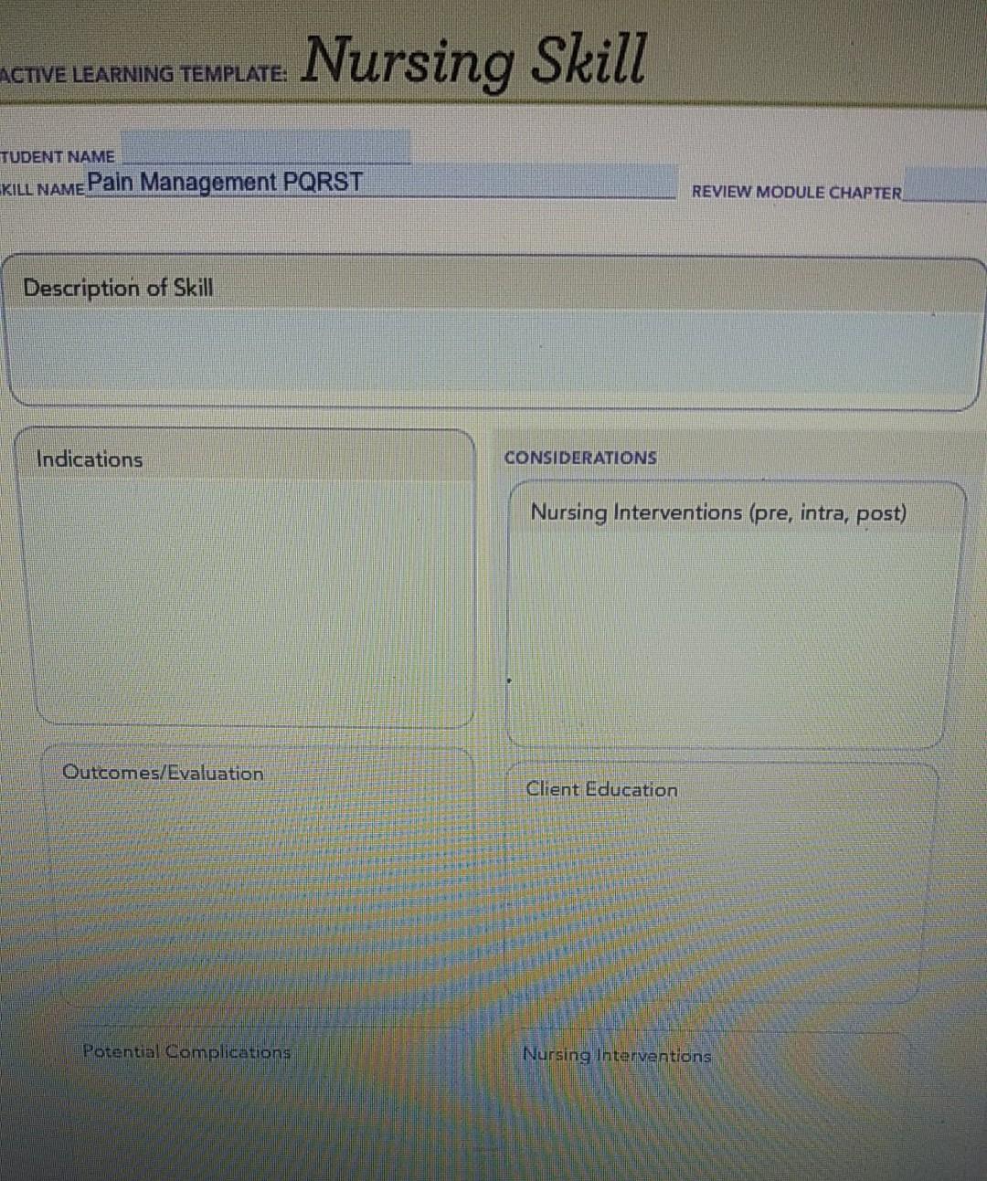 Solved ACTIVE LEARNING TEMPLATE: Nursing Skill TUDENT NAME | Chegg.com