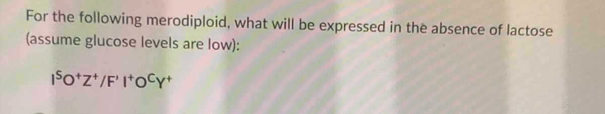 Solved For the following merodiploid, what will be expressed | Chegg.com