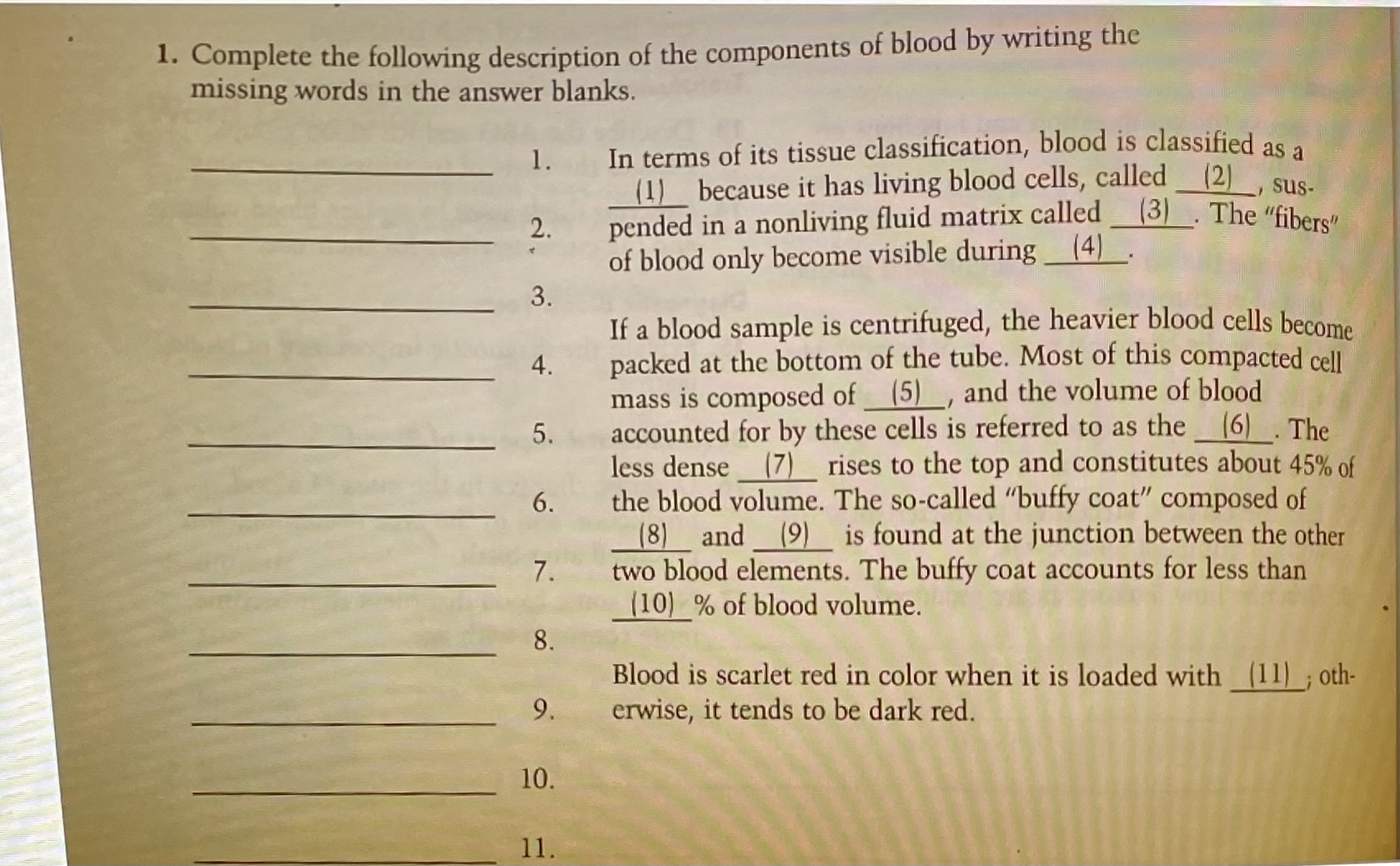 Solved Complete the following description of the components | Chegg.com
