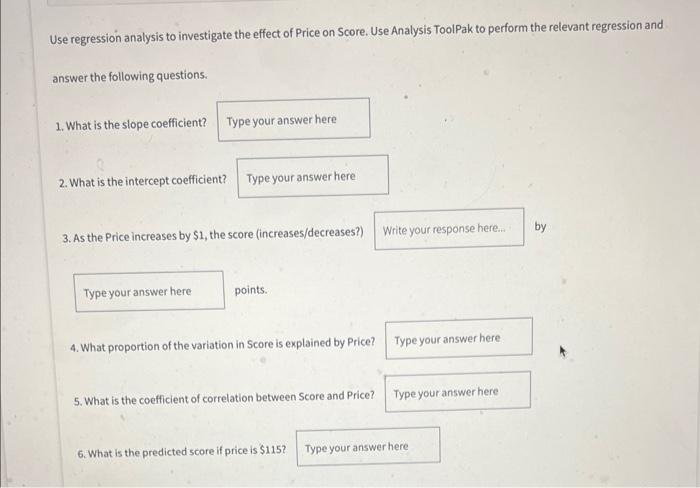 Solved Use regression analysis to investigate the effect of | Chegg.com